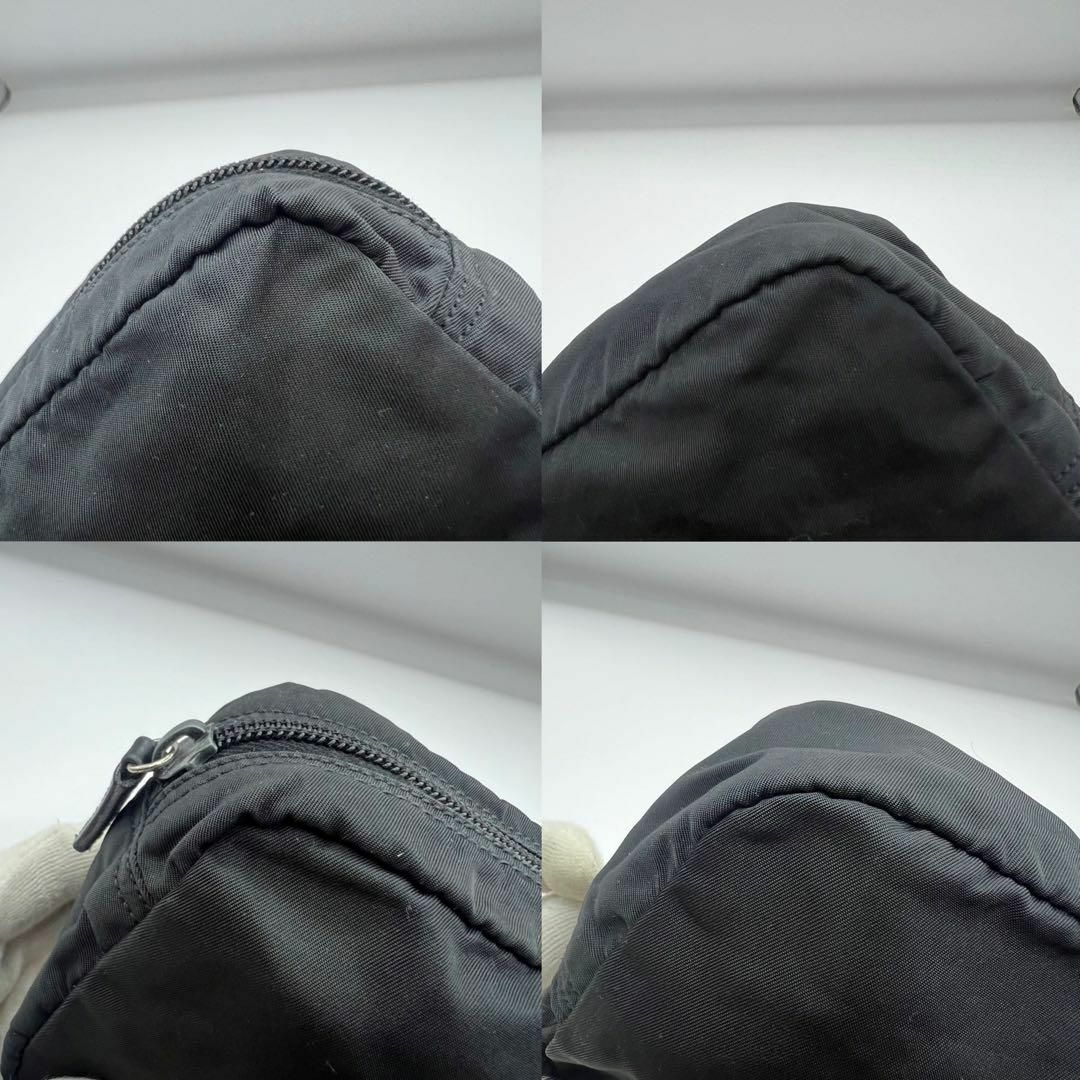 PRADA - 【美品】プラダ ポーチ ナイロン 三角ロゴ ブラック 白 PRADA - 【美品】プラダ ポーチ ナイロン 三角ロゴ ブラック 白