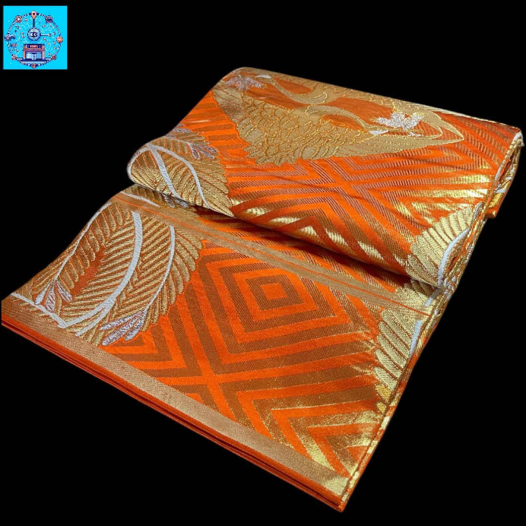 美品】 全通袋帯 鶴松紋様 リバーシブル 振袖 訪問着 色留袖 美品】 全通袋帯 鶴松紋様 リバーシブル 振袖 訪問着 色留袖