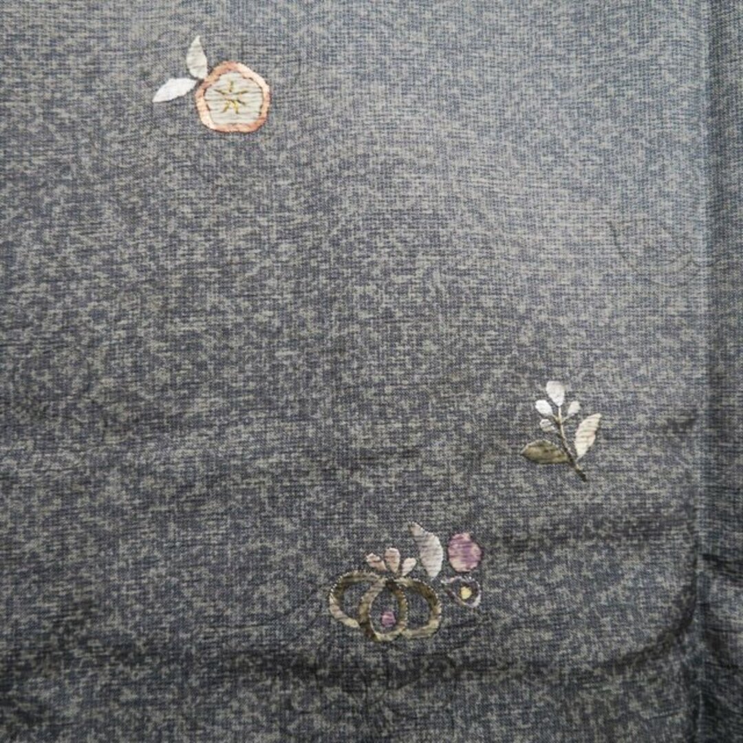 道行コート コート 着物 正絹 中古 大島紬 刺繍 花模様 暈し 鼠 道行コート コート 着物 正絹 中古 大島紬 刺繍 花模様 暈し 鼠