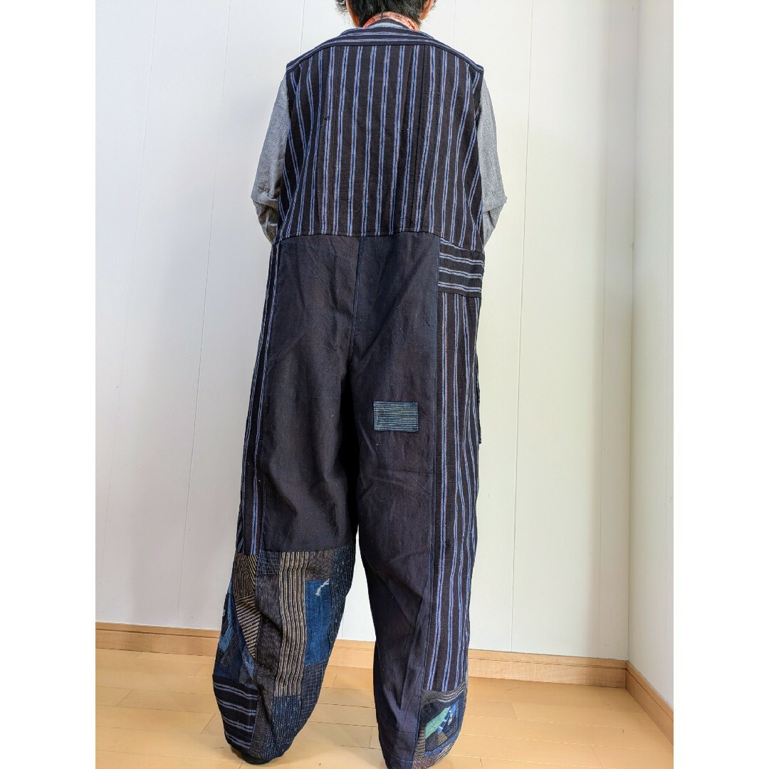 厚手 古布、藍染、綿、絣、型染め、島○着物リメイク○つなぎ 厚手 古布、藍染、綿、絣、型染め、島○着物リメイク○つなぎ