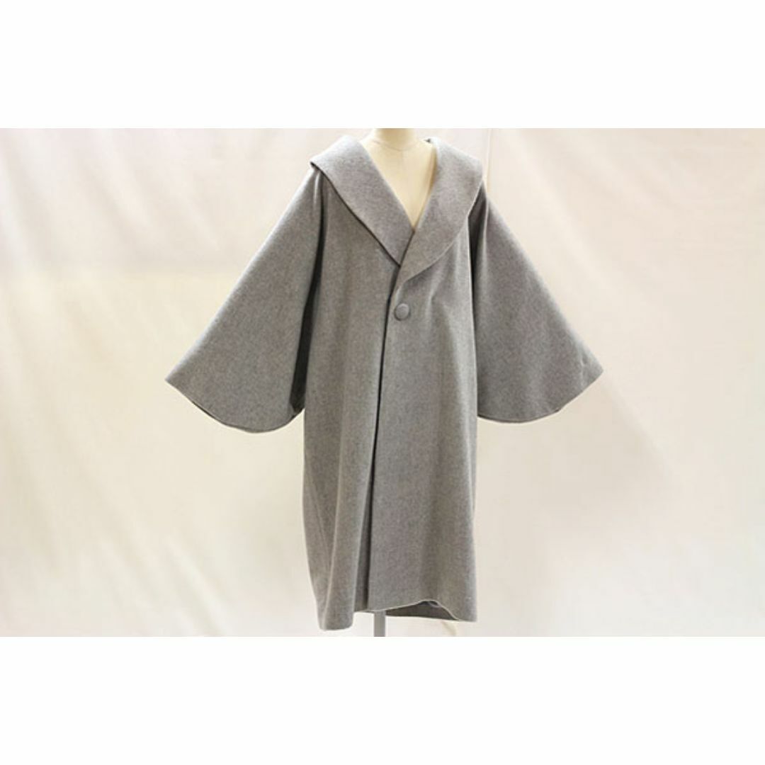 お洒落!! カシミヤ混シャルム へちま衿 和装コート ライトグレー お洒落!! カシミヤ混シャルム へちま衿 和装コート ライトグレー
