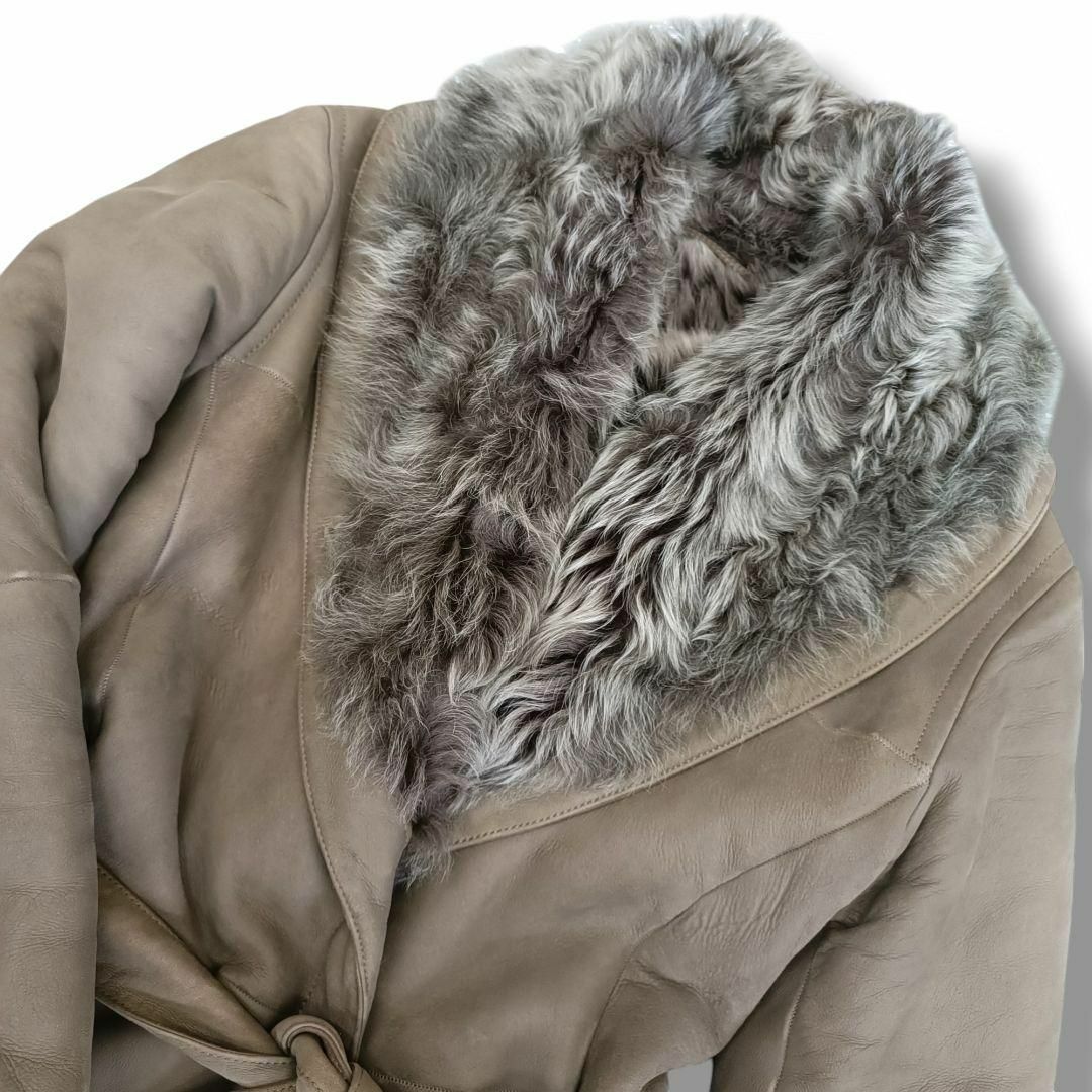 白タグ MaxMara マックスマーラ ファーコート ムートンコート ベルト 白タグ MaxMara マックスマーラ ファーコート ムートンコート ベルト