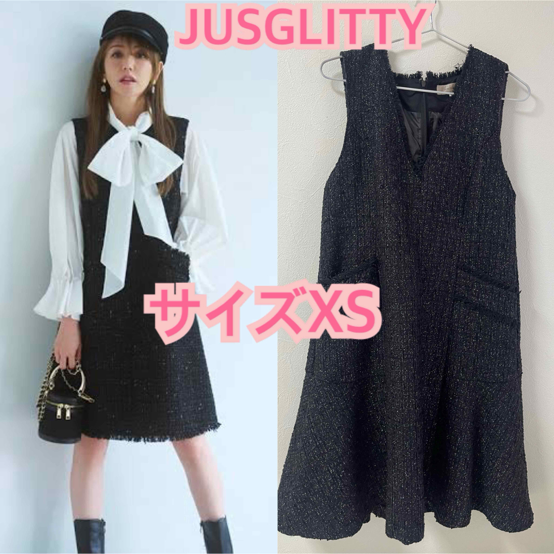 JUSGLITTY - JUSGLITTY♡ラメツイードジャンスカ ジャンパー JUSGLITTY - JUSGLITTY♡ラメツイードジャンスカ ジャンパー