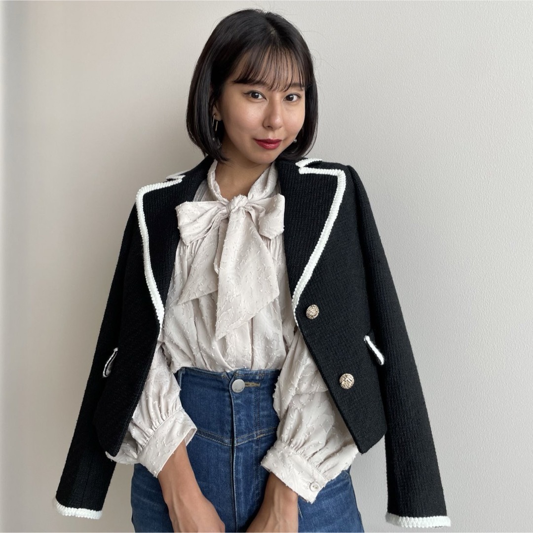 Her lip to - herlipto Wool-Blend Cropped Tweed Blazerの通販 Her lip to - herlipto Wool-Blend Cropped Tweed Blazerの通販