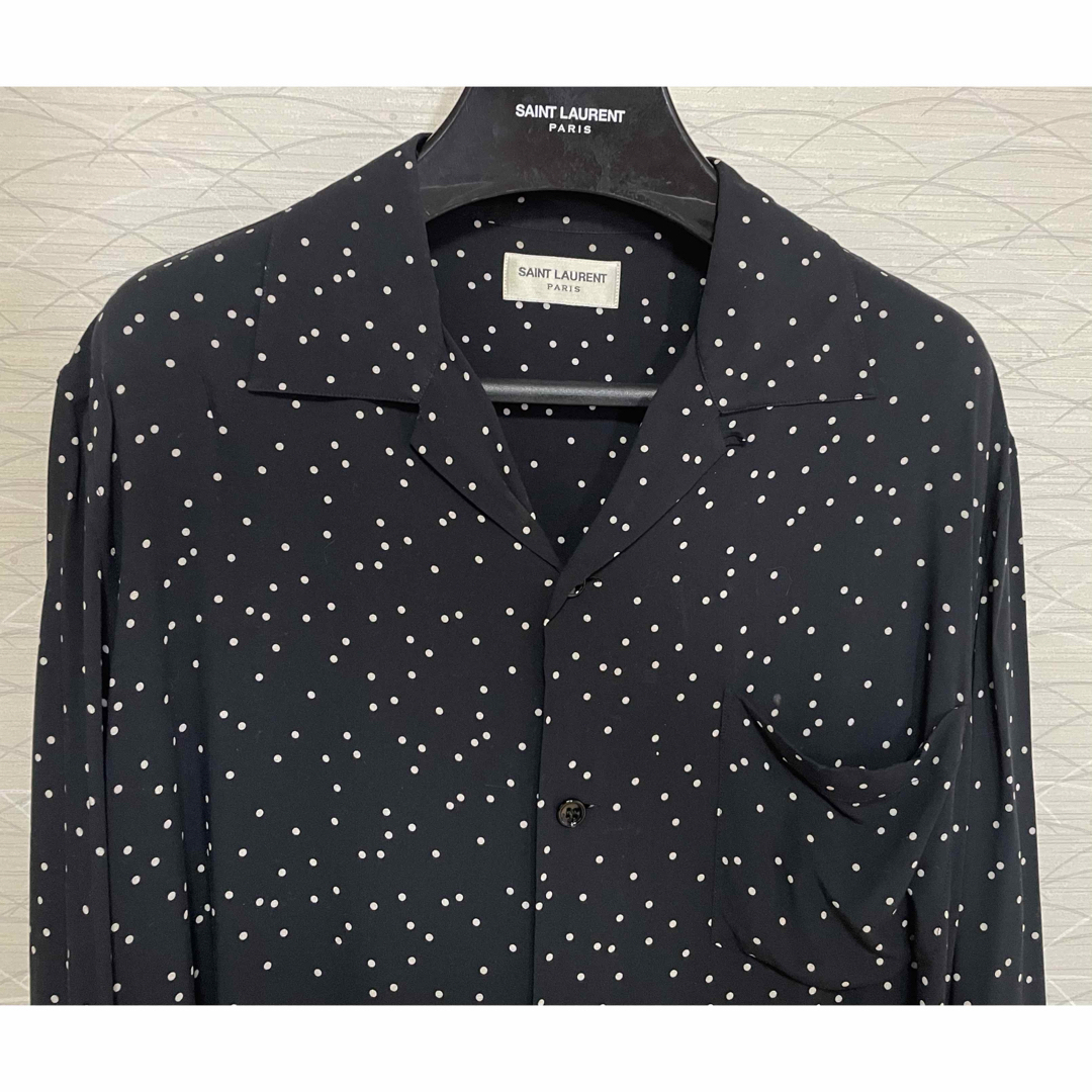 16SS サンローランパリ オープンカラー ドットシャツ Sサイズ 16SS サンローランパリ オープンカラー ドットシャツ Sサイズ