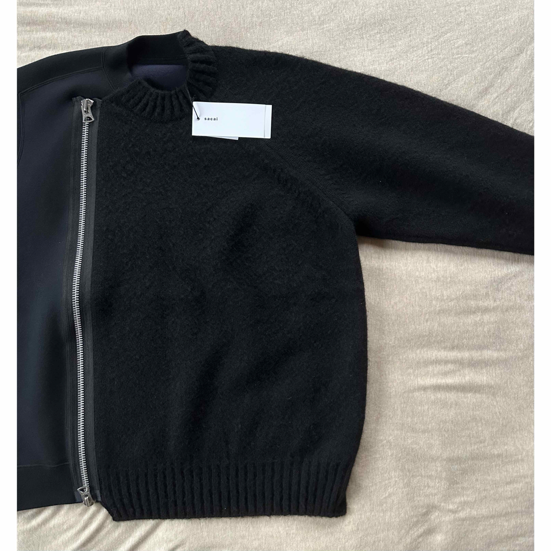 sacai - 24AW新品 sacai ジップ スウェット ドッキング ニット sacai - 24AW新品 sacai ジップ スウェット ドッキング ニット