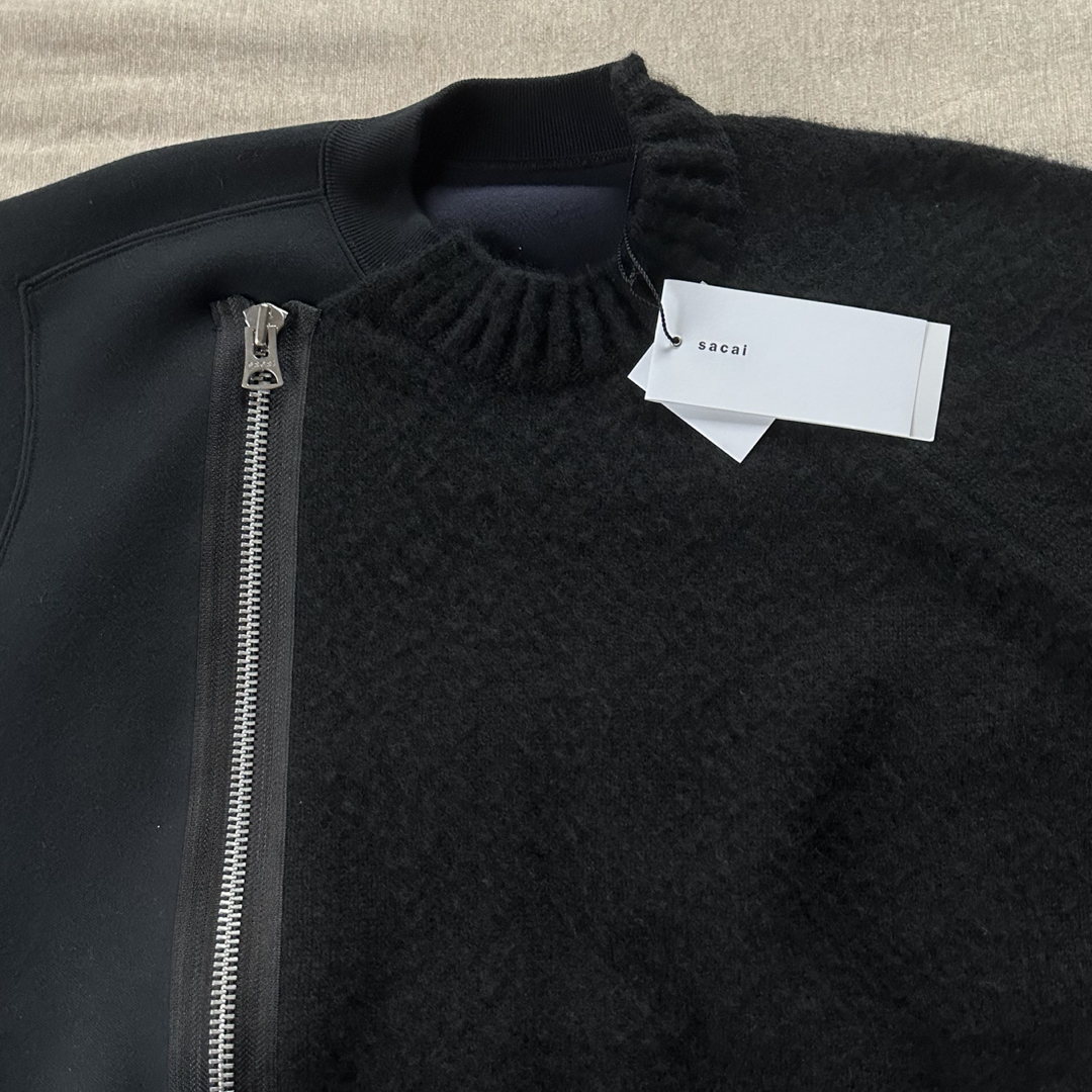 sacai - 24AW新品 sacai ジップ スウェット ドッキング ニット sacai - 24AW新品 sacai ジップ スウェット ドッキング ニット