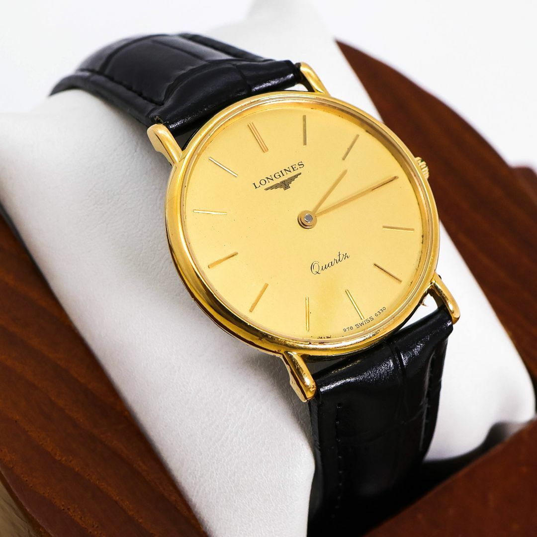 稼働 LONGINES 腕時計 ゴールド文字盤 ラウンド 新品レザーベルト355 稼働 LONGINES 腕時計 ゴールド文字盤 ラウンド 新品レザーベルト355
