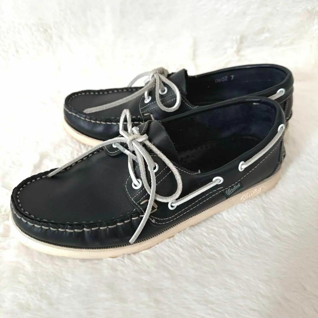 パラブーツ バース デッキシューズ ネイビー UK7 25.5cm 革紐 本革 パラブーツ バース デッキシューズ ネイビー UK7 25.5cm 革紐 本革