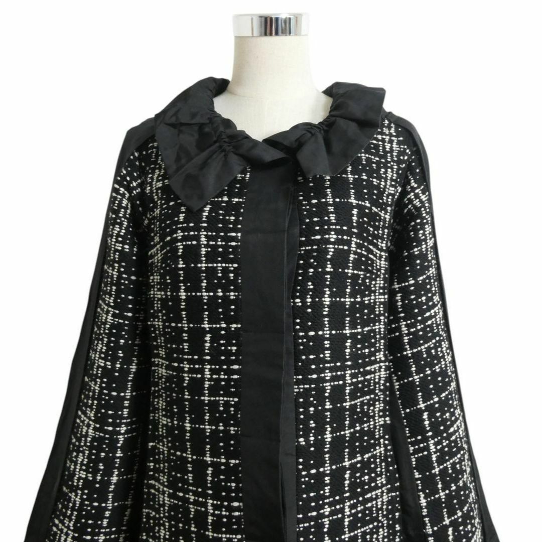 美品 CELINE トリオンフ ツイード 襟フリル 異素材切り替え 美品 CELINE トリオンフ ツイード 襟フリル 異素材切り替え