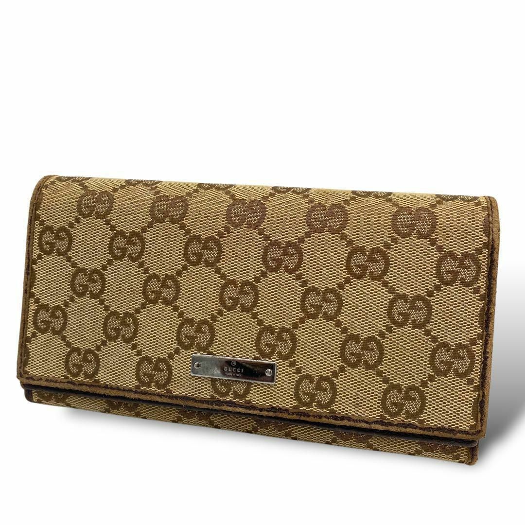 オールドグッチ GUCCI 長財布 折り財布 GGキャンバス ロゴ ベージュ オールドグッチ GUCCI 長財布 折り財布 GGキャンバス ロゴ ベージュ
