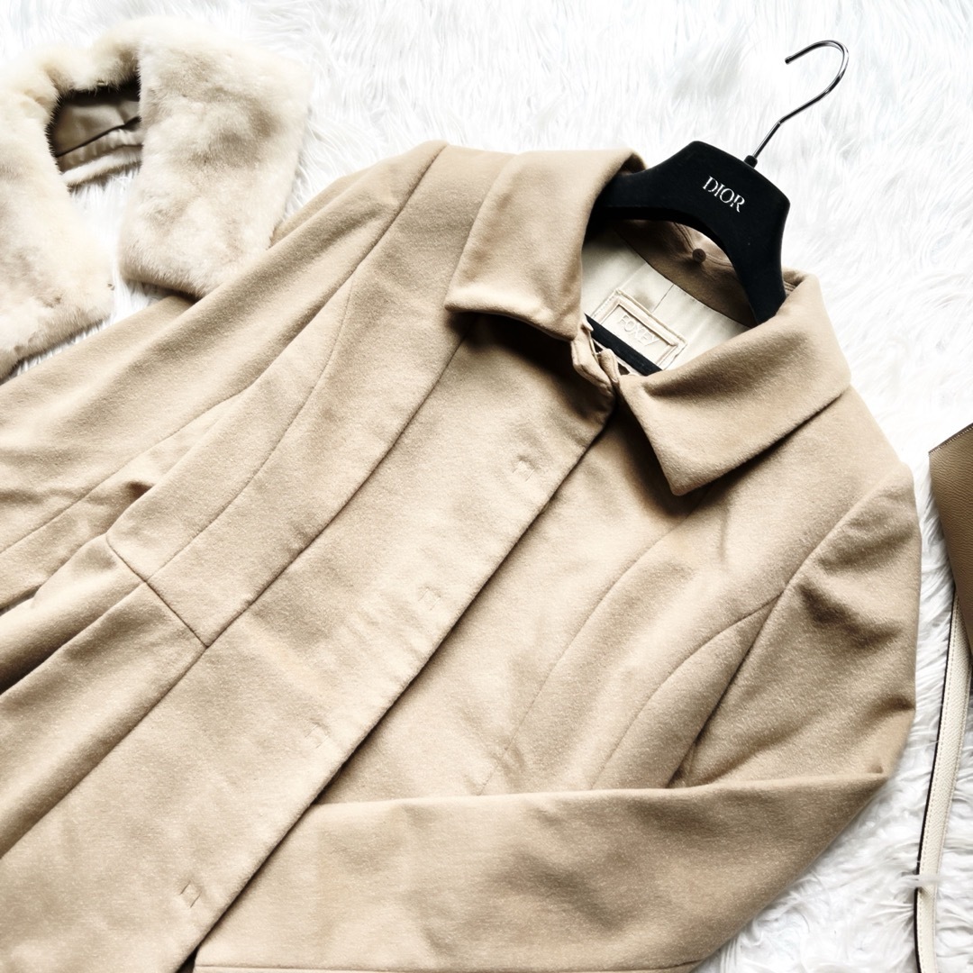 FOXEY - 美品 foxy フォクシー カシミヤ ミンク襟 コート FOXEY - 美品 foxy フォクシー カシミヤ ミンク襟 コート