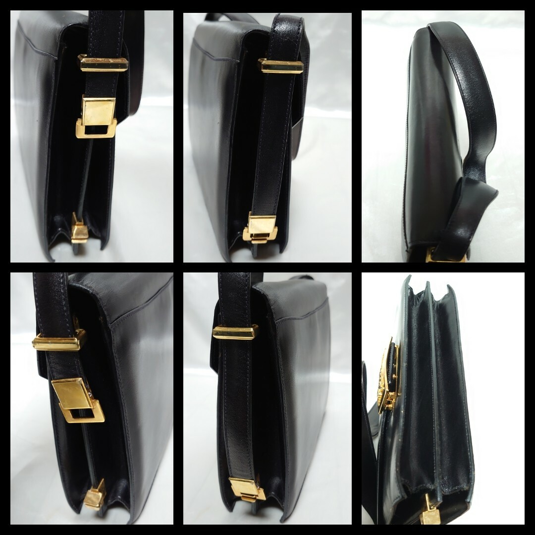 美品 CELINE ショルダーバッグ 馬車金具 レザー ブラック バッグ 美品 CELINE ショルダーバッグ 馬車金具 レザー ブラック バッグ