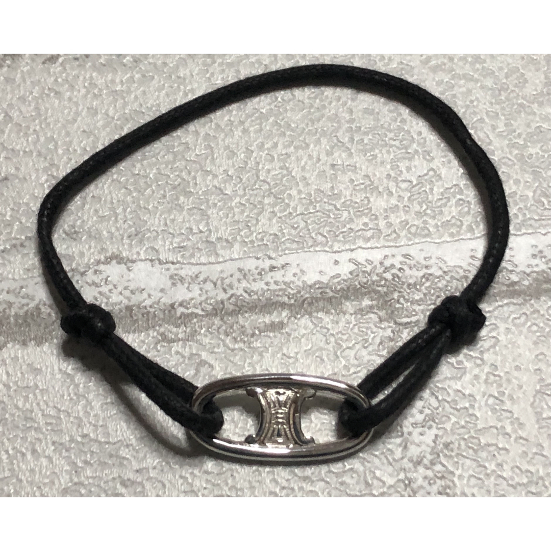 美品 セリーヌ CELINE ブレスレット マカダム silver 925 紐 美品 セリーヌ CELINE ブレスレット マカダム silver 925 紐