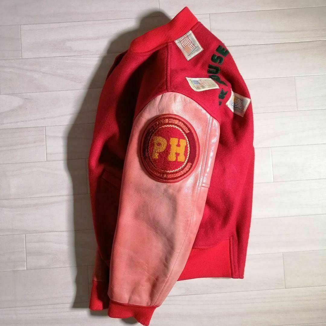 PINK HOUSE - 超希少80sピンクハウス袖レザーウールスタジャン PINK HOUSE - 超希少80sピンクハウス袖レザーウールスタジャン