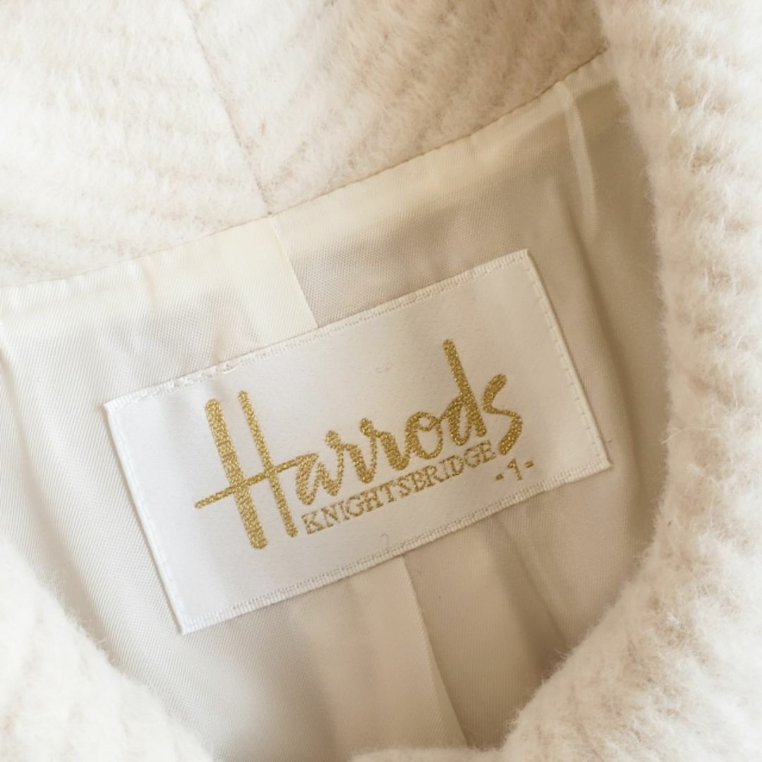 ハロッズ Harrods ☆ アンゴラ ウール ロングコート 1 日本製 白系 ハロッズ Harrods ☆ アンゴラ ウール ロングコート 1 日本製 白系