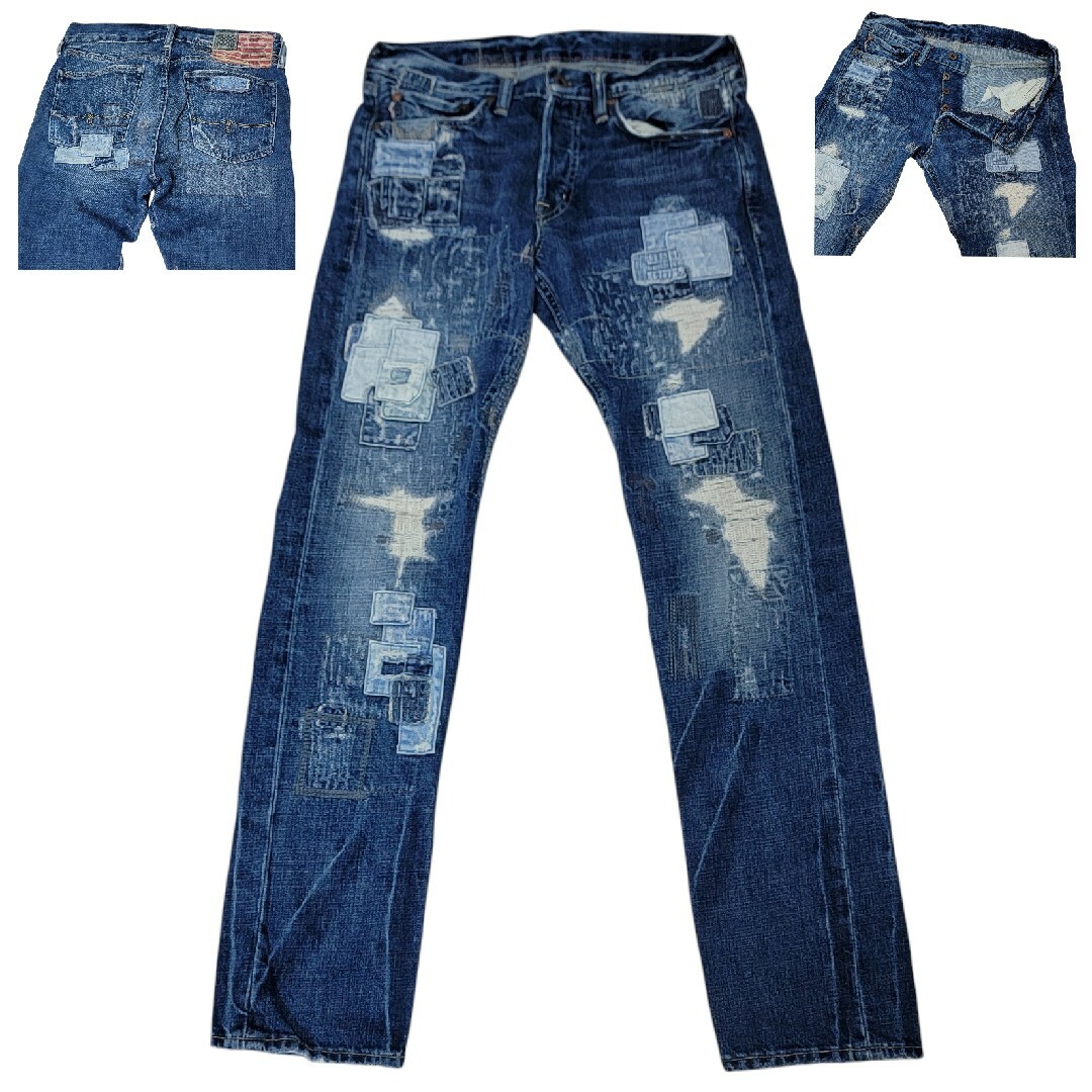 希少】ラルフローレン SPENCER SLIM ダメージ 刺し子 デニム 31 希少】ラルフローレン SPENCER SLIM ダメージ 刺し子 デニム 31