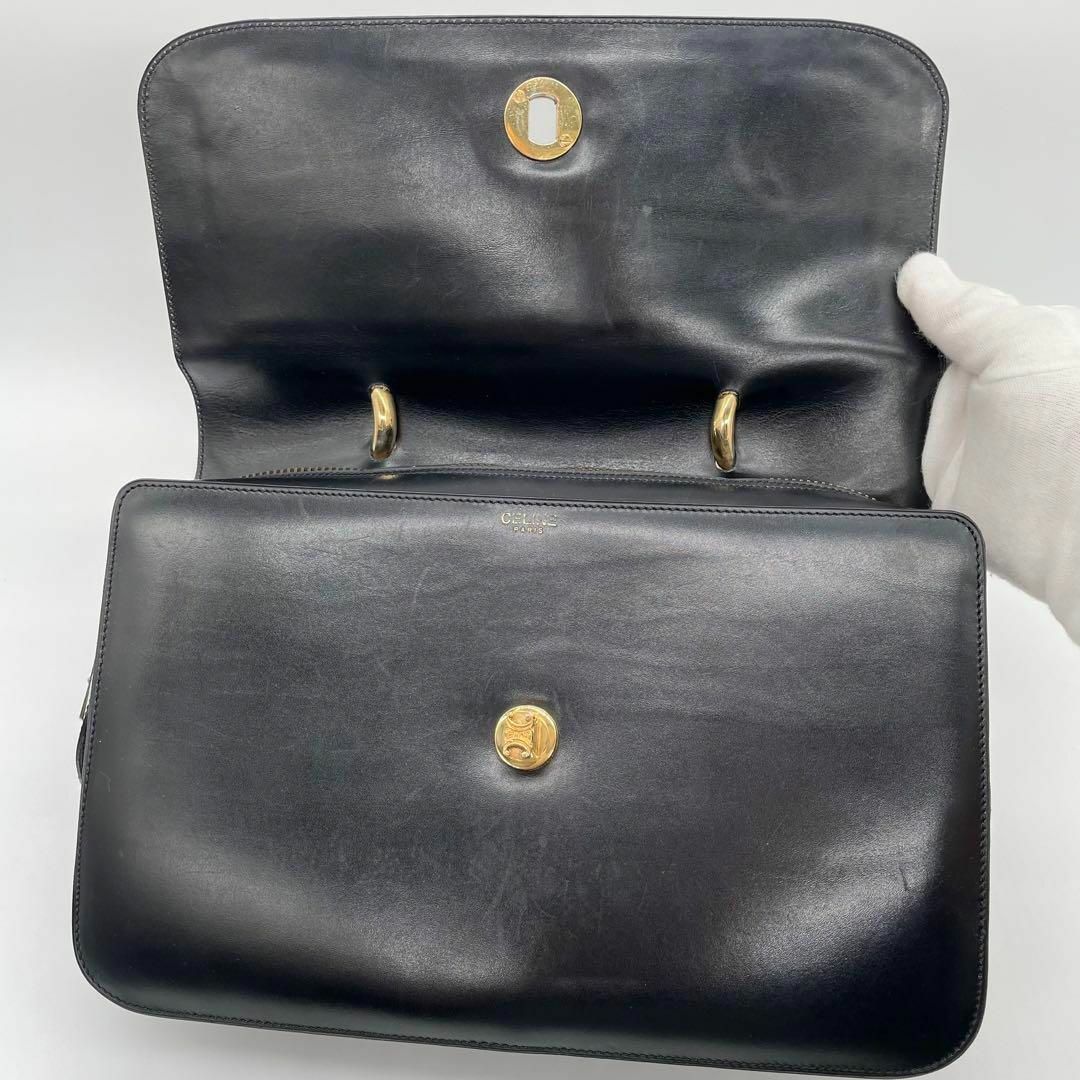 極美品・希少】セリーヌ ホースビット レザー ハンド バッグ 黒 極美品・希少】セリーヌ ホースビット レザー ハンド バッグ 黒