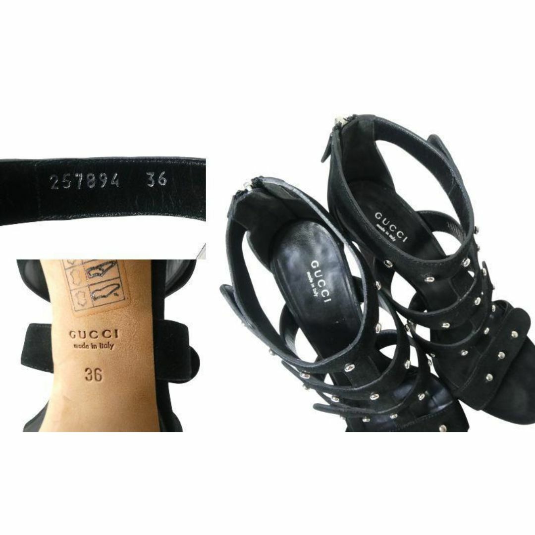 GUCCI スエード スタッズ オープントゥ チャンキーヒール GUCCI スエード スタッズ オープントゥ チャンキーヒール