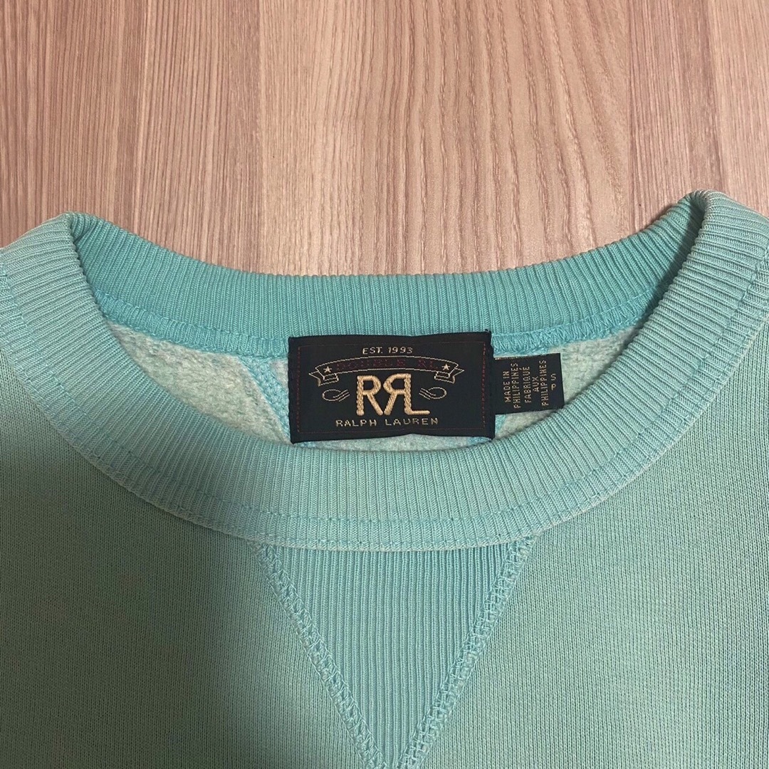 美品 RRL ダブルアールエル スウェット ロゴ 水色 ティファニー 美品 RRL ダブルアールエル スウェット ロゴ 水色 ティファニー