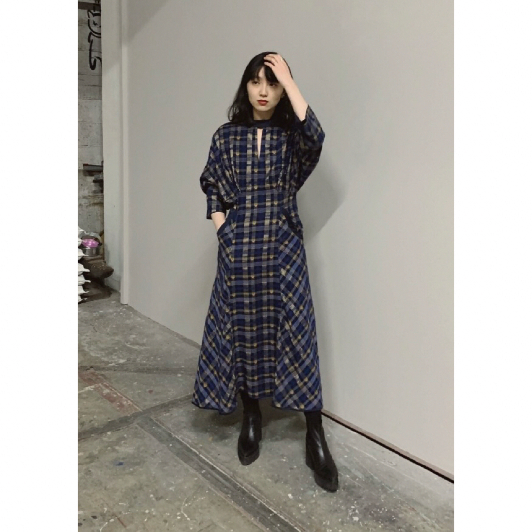 Mame Kurogouchi KASURI PLAID ONE-PIECE Mame Kurogouchi KASURI PLAID ONE-PIECE