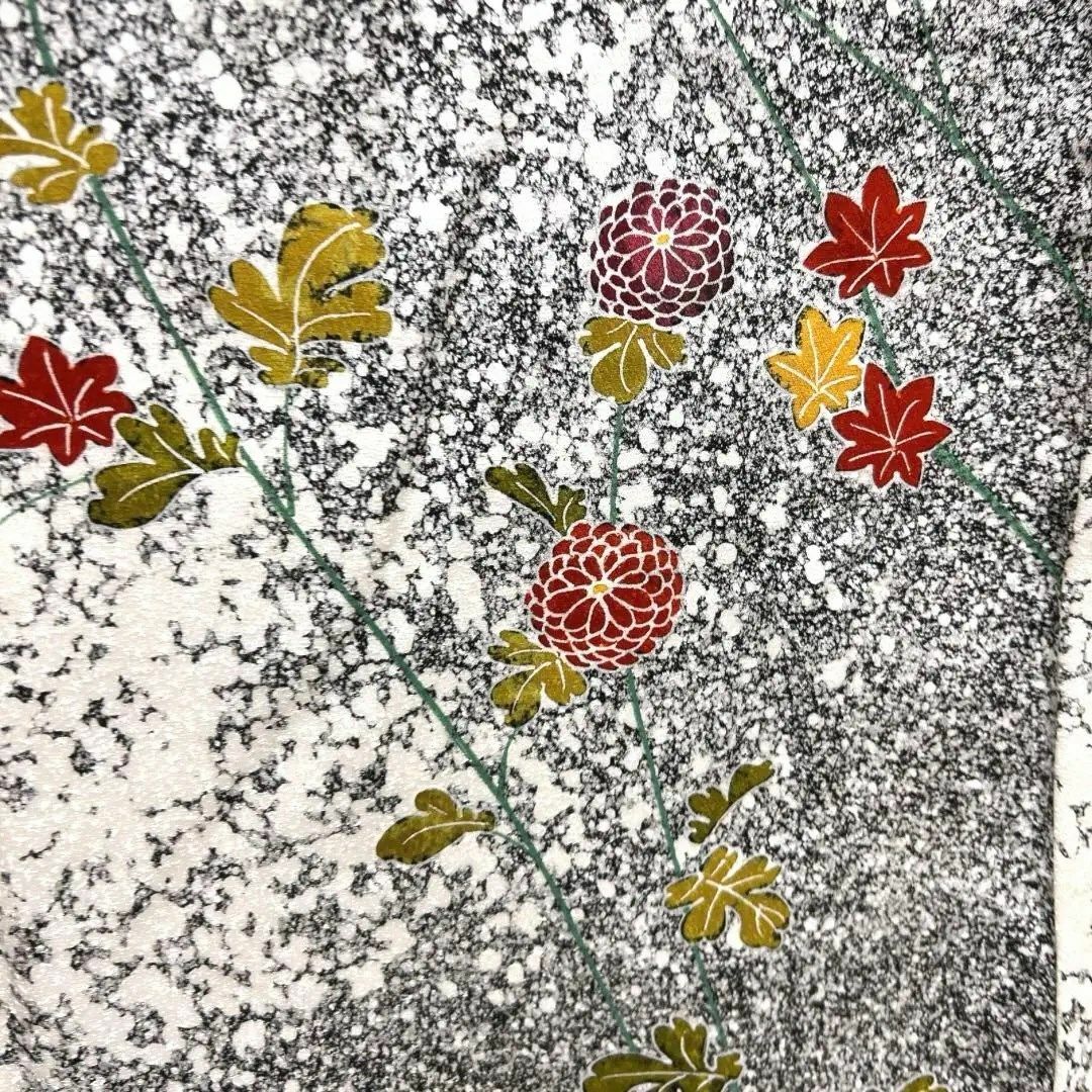 付け下げ 銀駒刺繍 菊 楓 たたき染 着物 122a d その他 付け下げ 銀駒刺繍 菊 楓 たたき染 着物 122a d その他