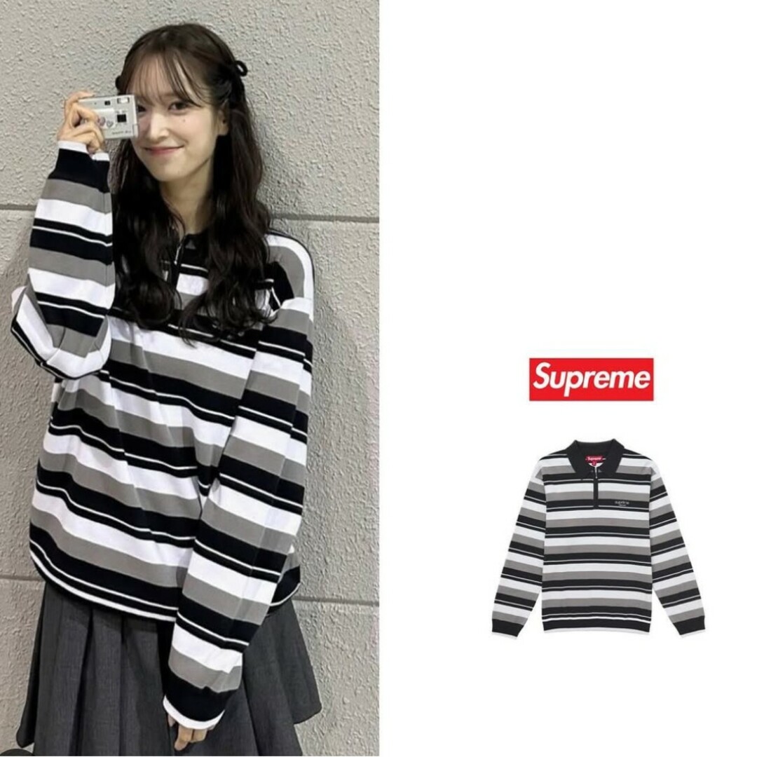 Supreme - Supreme Stripe Zip L/S Polo - トップス Supreme - Supreme Stripe Zip L/S Polo - トップス