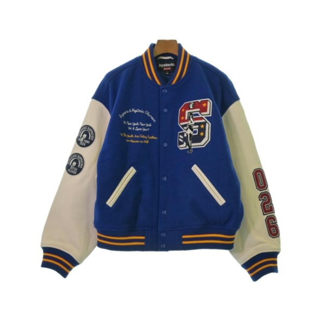 Supreme - Supreme シュプリーム スタジャン M 青xアイボリー Supreme - Supreme シュプリーム スタジャン M 青xアイボリー