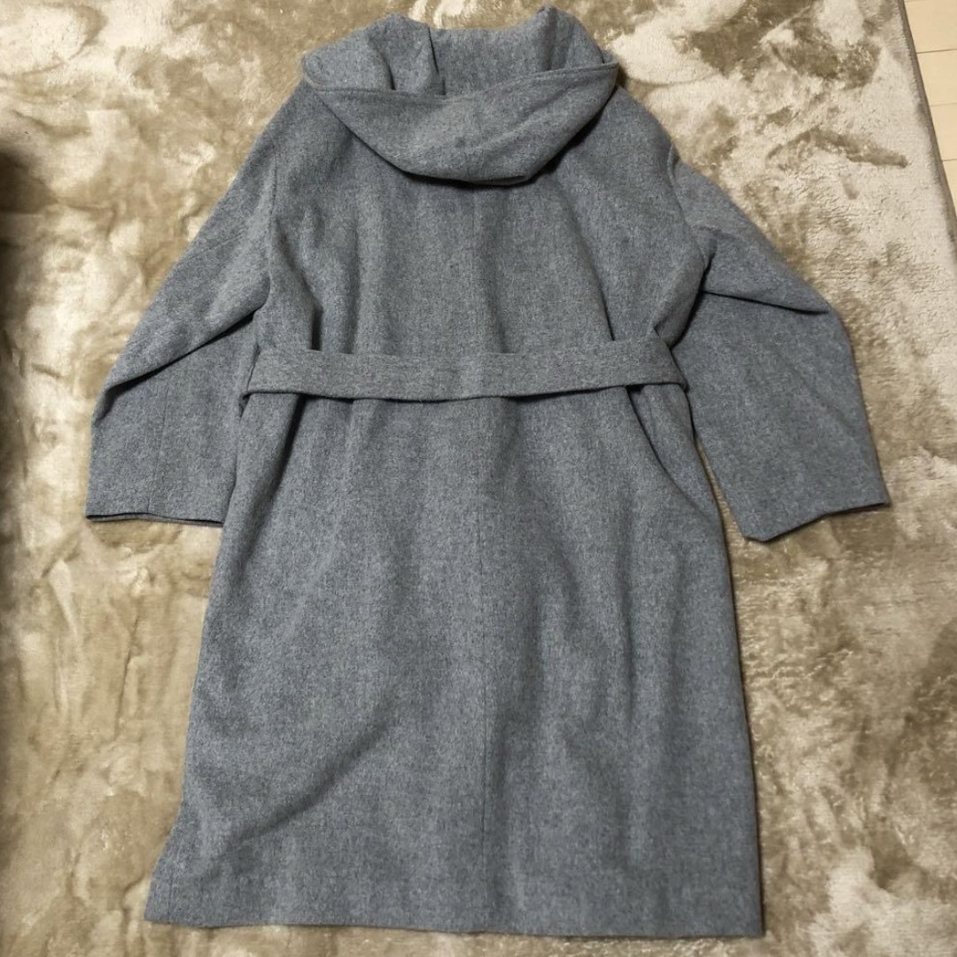 ADAM ET ROPE✩アダムエロペ ライトグレー フード付ロングウール ADAM ET ROPE✩アダムエロペ ライトグレー フード付ロングウール