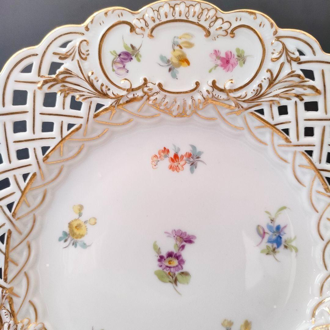 20.5㎝☆マイセン 透かしプレート 美品 小花 フワラー 金彩 20.5㎝☆マイセン 透かしプレート 美品 小花 フワラー 金彩