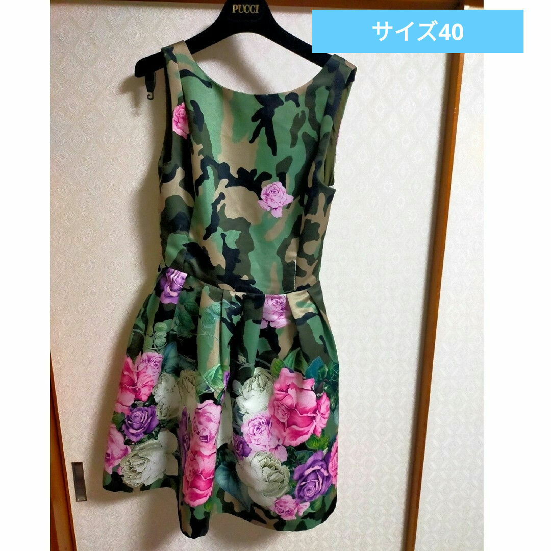 ブルーガール☆カモフラージュ&花柄ワンピース 、サイズ40 ブルーガール☆カモフラージュ&花柄ワンピース 、サイズ40