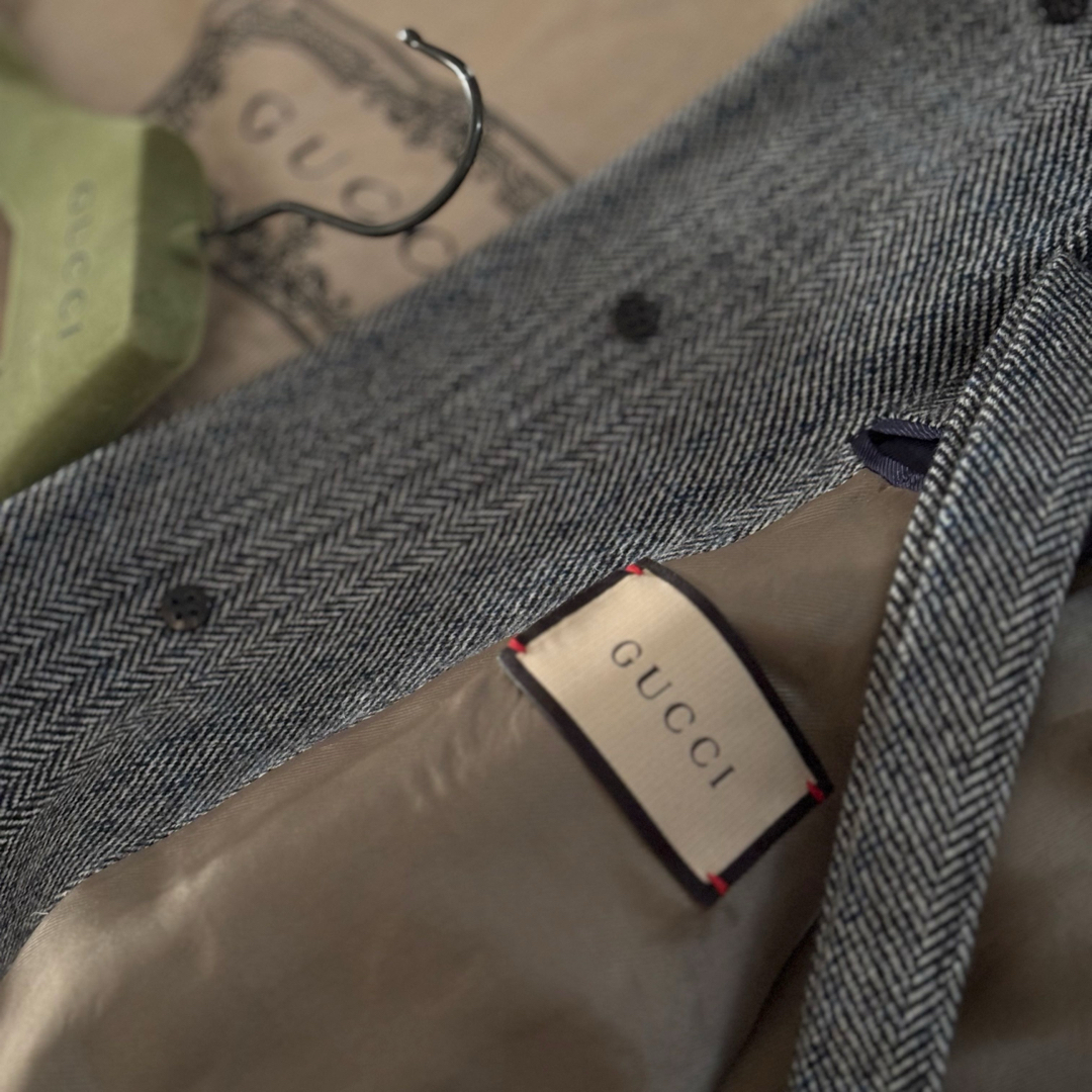 GUCCI - 最高級 カシミヤ混 GUCCI ツイード ヘリンボーン ロング GUCCI - 最高級 カシミヤ混 GUCCI ツイード ヘリンボーン ロング