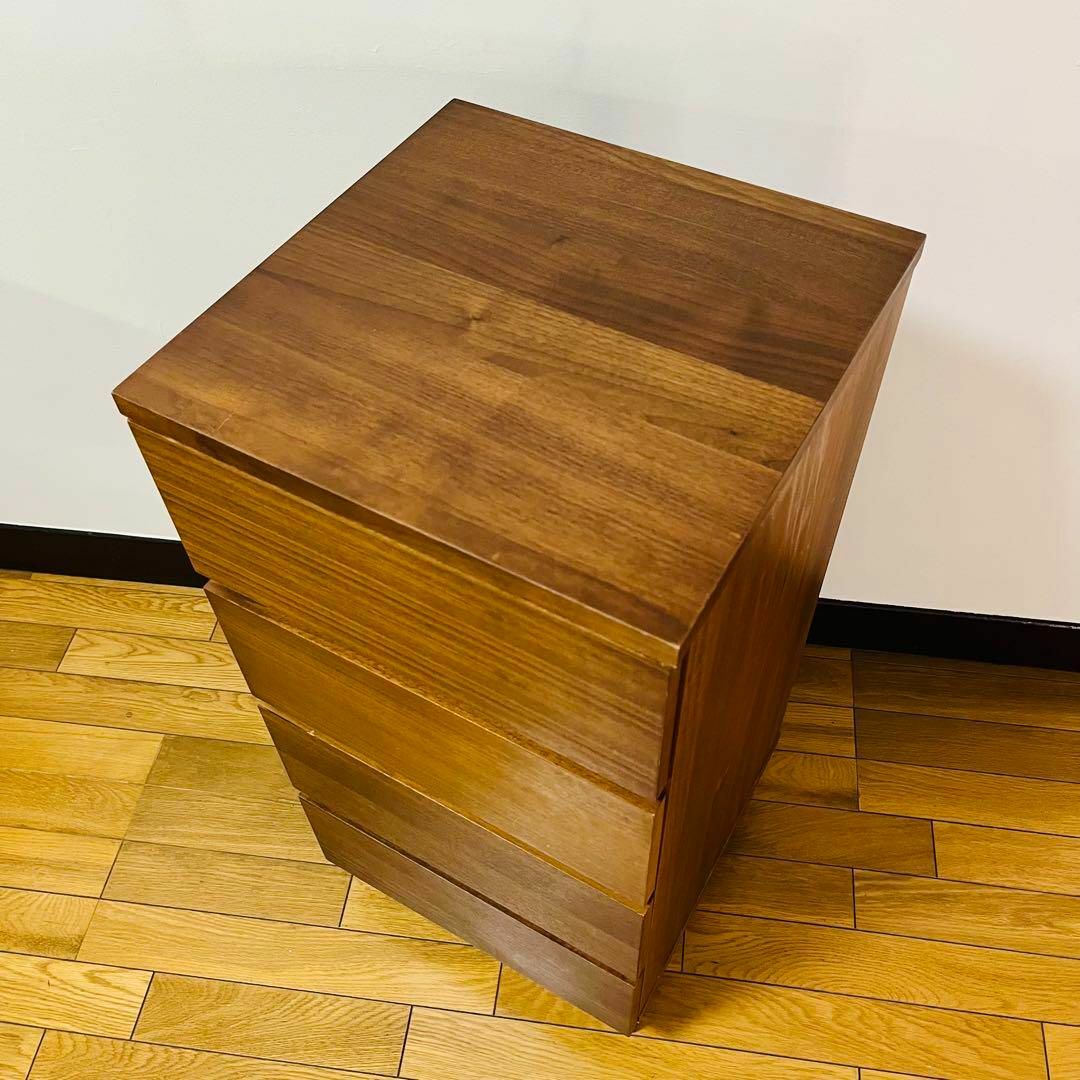 廃盤 希少品】無印良品 4段チェスト 足つき ウォールナット材 廃盤 希少品】無印良品 4段チェスト 足つき ウォールナット材