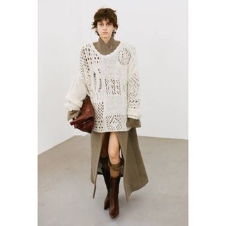 RAF SIMONS - RAF SIMONS / ネックジッパーケーブルニット RAF SIMONS - RAF SIMONS / ネックジッパーケーブルニット