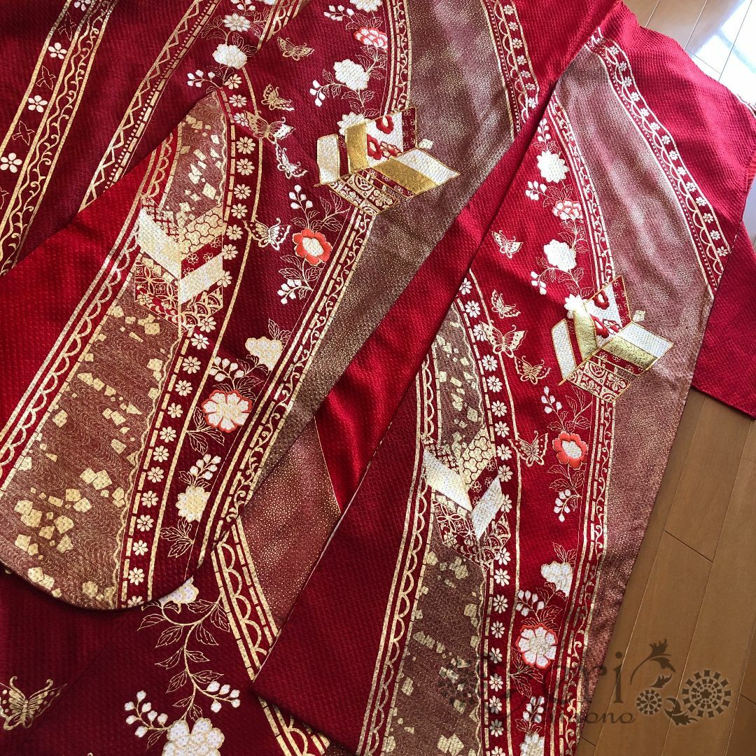 振袖/5点セット】背の高い方に とっても華やかな赤に刺繍、絞り 振袖/5点セット】背の高い方に とっても華やかな赤に刺繍、絞り