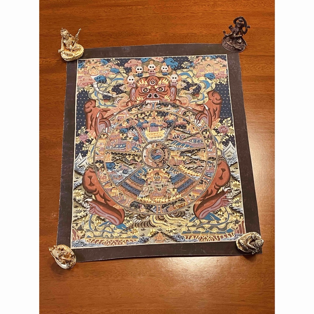 手描き肉筆画 チベット密教 新品 タンカ 曼荼羅 一点物 六道輪廻 D3 手描き肉筆画 チベット密教 新品 タンカ 曼荼羅 一点物 六道輪廻 D3