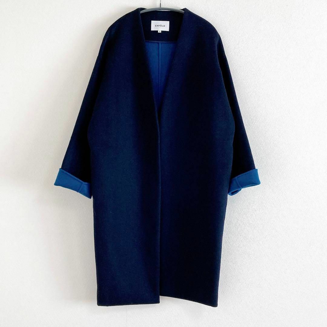 ENFOLD ノーカラーコート ネイビー machatt yori drawer ENFOLD ノーカラーコート ネイビー machatt yori drawer