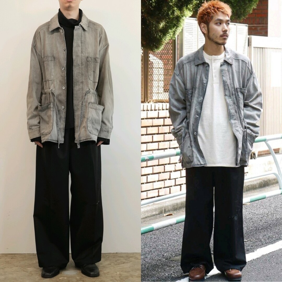 24AW ANCELLM AGING DENIM SHIRT JACKET 黒1の通販 by オコチャ 24AW ANCELLM AGING DENIM SHIRT JACKET 黒1の通販 by オコチャ
