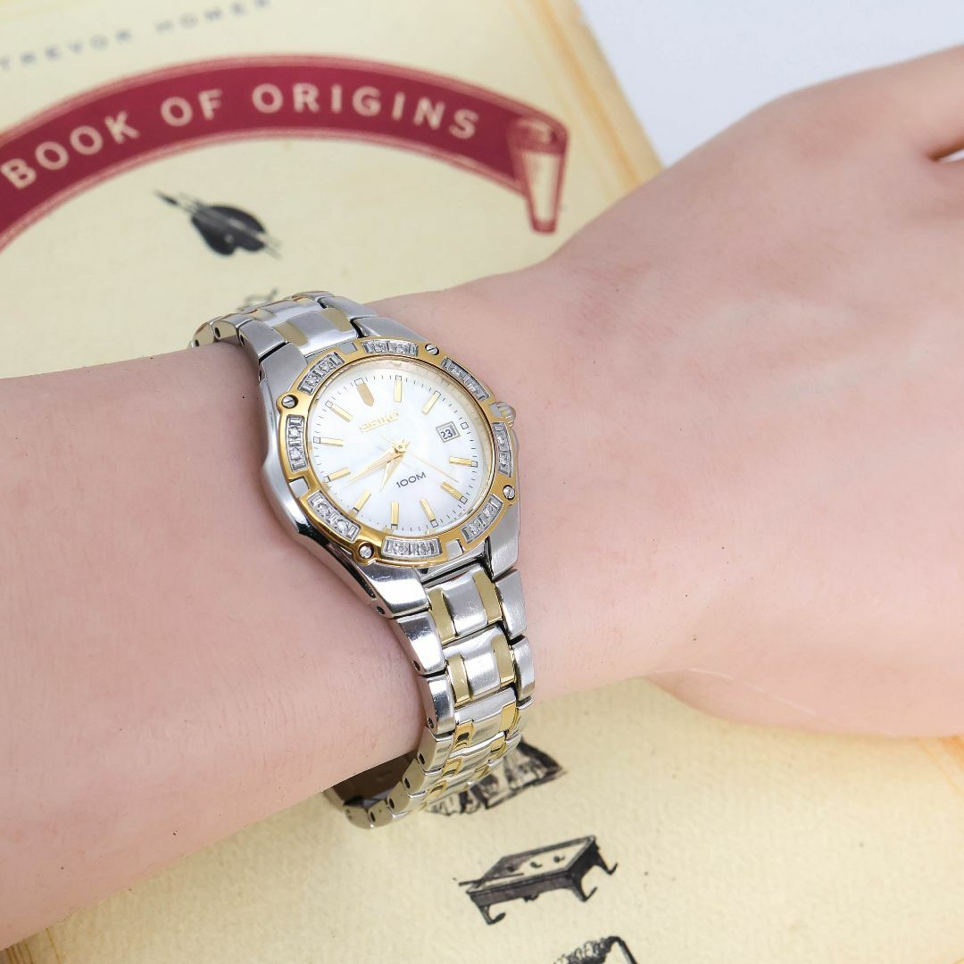 SEIKO - 稼働 SEIKO 腕時計 ダイヤベゼル シェル文字盤 SEIKO - 稼働 SEIKO 腕時計 ダイヤベゼル シェル文字盤