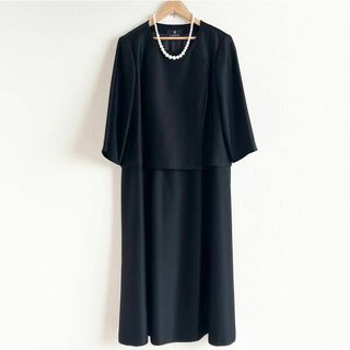 LANVIN NOIR - 美品✨LANVIN NOIR ひざ丈ワンピース 黒 ブラック LANVIN NOIR - 美品✨LANVIN NOIR ひざ丈ワンピース 黒 ブラック
