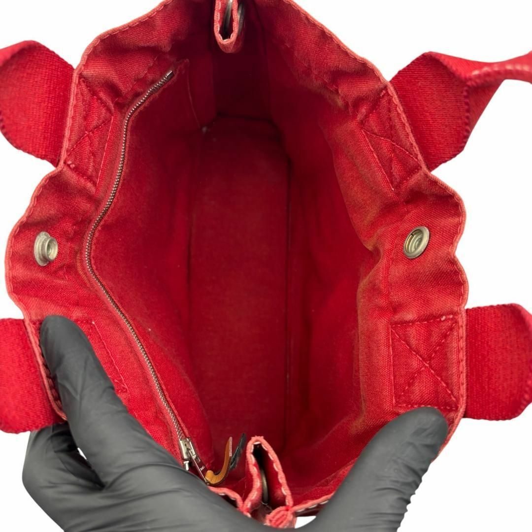 HERMES エルメス ドーヴィル ハンドバッグ キャンバス レッド R525 HERMES エルメス ドーヴィル ハンドバッグ キャンバス レッド R525