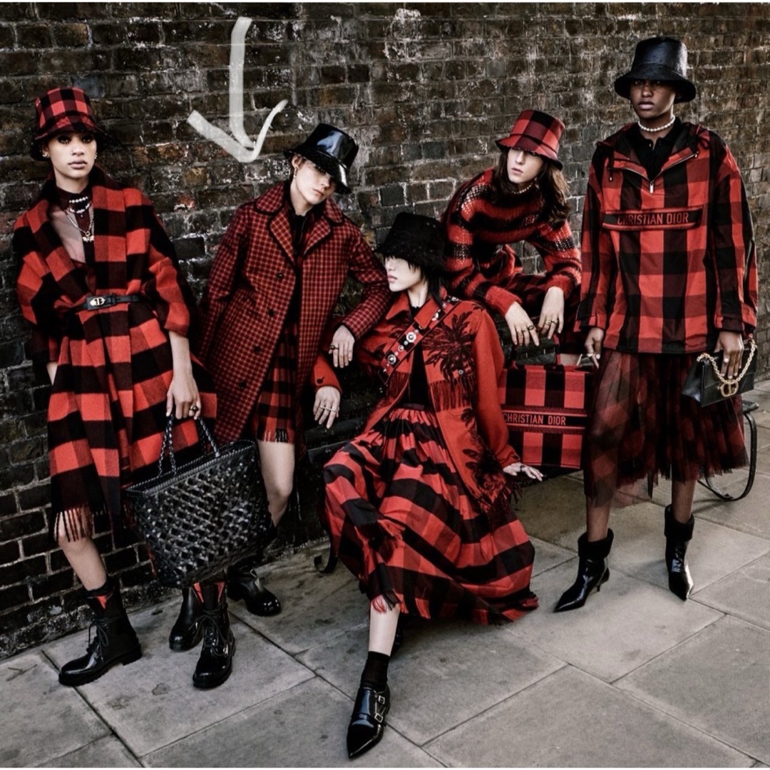 Christian Dior - Dior 赤 チェック フリンジ ワンピース ドレス Christian Dior - Dior 赤 チェック フリンジ ワンピース ドレス
