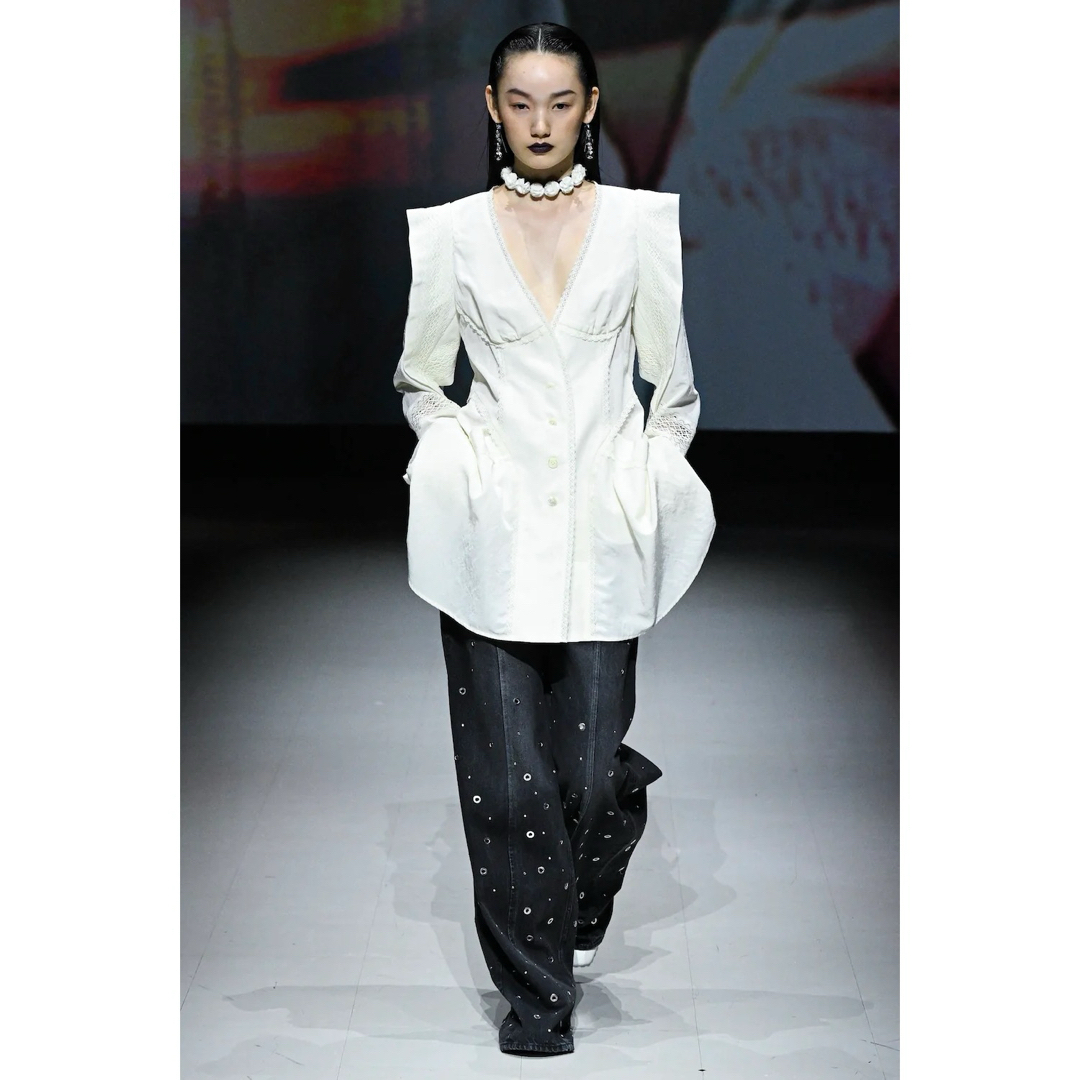 未使用】FETICO フェティコ LACE-PANELED JACKET 白の通販 by 未使用】FETICO フェティコ LACE-PANELED JACKET 白の通販 by