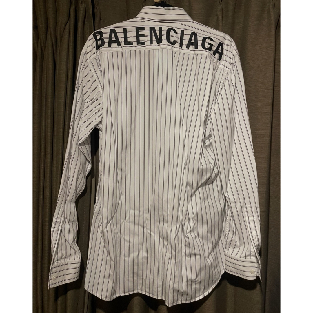 バレンシアガ BALENCIAGA Bロゴ ストライプシャツ 長袖 レッド バレンシアガ BALENCIAGA Bロゴ ストライプシャツ 長袖 レッド