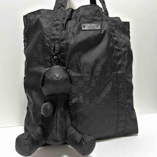 GUCCI - グッチ ミディアム ロゴプリント トートバッグ ブラック GUCCI - グッチ ミディアム ロゴプリント トートバッグ ブラック