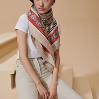 HERMES - エルメス カシミア 大判ストール ショール ピンク HERMES - エルメス カシミア 大判ストール ショール ピンク