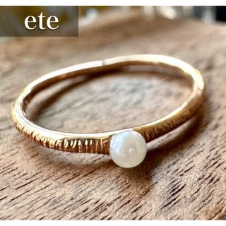 ete - ete◇K10PG*13号*フェザーオープンリング*ダイヤモンド ete - ete◇K10PG*13号*フェザーオープンリング*ダイヤモンド