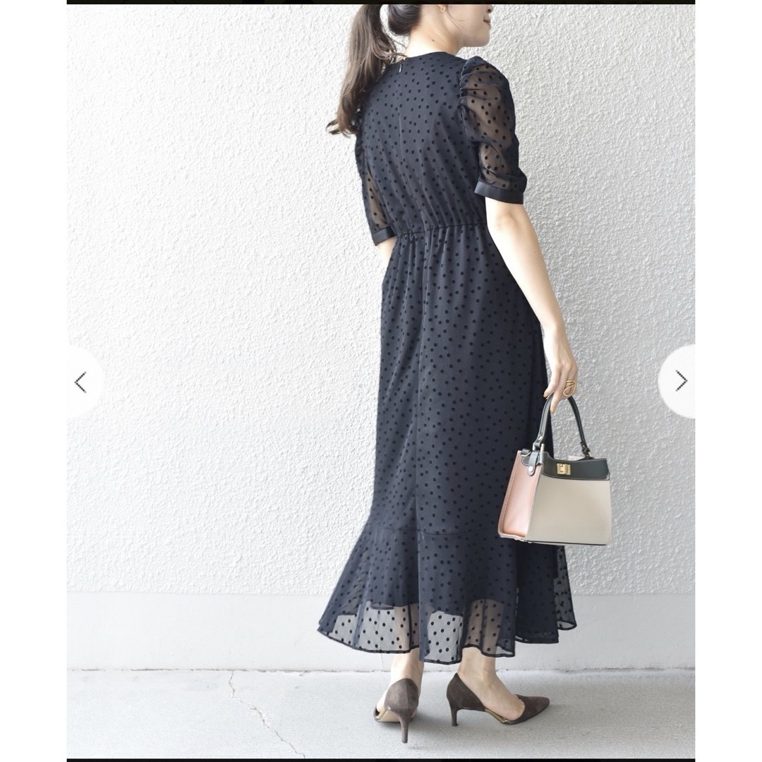 美品】ships/little blackドットチュールロングワンピース 美品】ships/little blackドットチュールロングワンピース