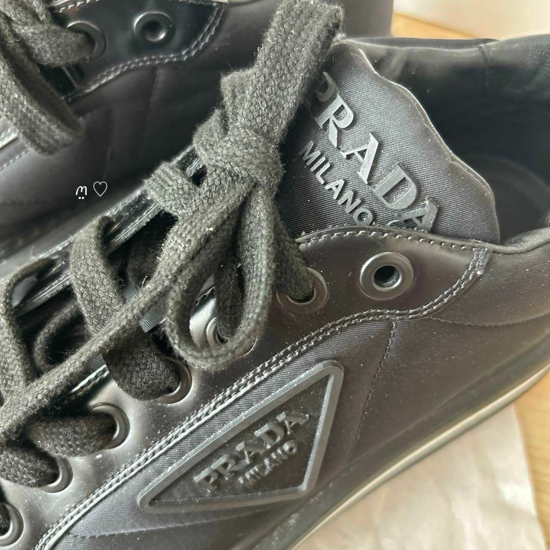 PRADA - PRADAプラダRe-Nylonブラッシュドレザースニーカー7.5 PRADA - PRADAプラダRe-Nylonブラッシュドレザースニーカー7.5