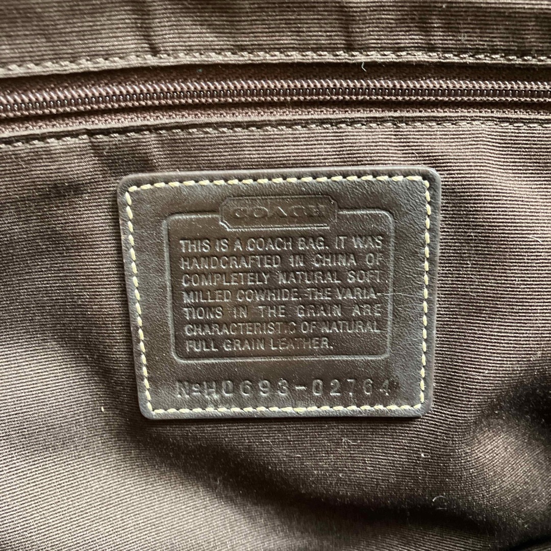 COACH - コーチ本革トート/ワンショルダーバッグ#02764焦げ茶色 COACH - コーチ本革トート/ワンショルダーバッグ#02764焦げ茶色